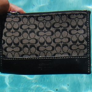Coach | Bags | Authentic Coach Signature Black Gray Mini Wallet | Poshmark